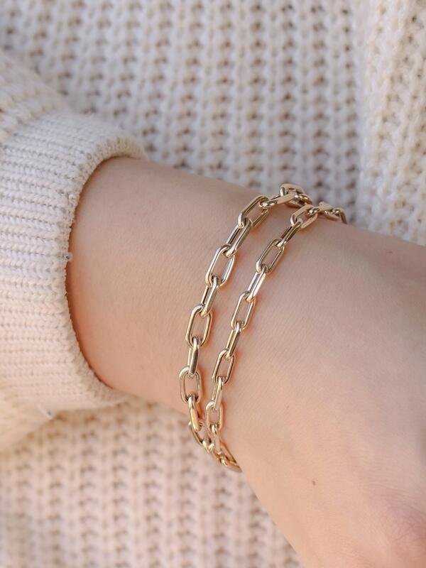 4.3x9.3mm Square Link Solid 14K Gold Chain