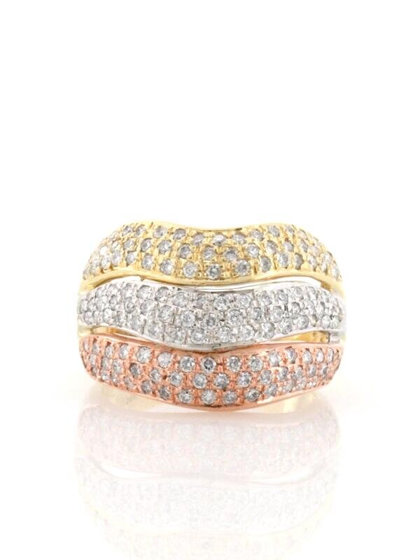 Tri-Color Diamond Solid 14 Karat Gold Stackable Star Ring