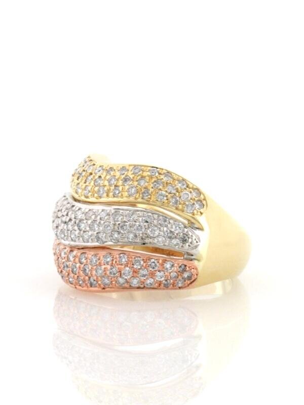 Tri-Color Diamond Solid 14 Karat Gold Stackable Star Ring