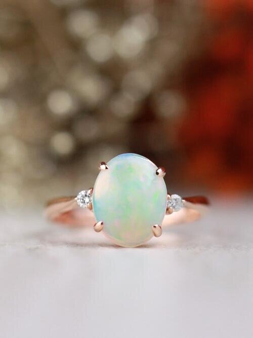 Peruvian Opal Engagement Ring